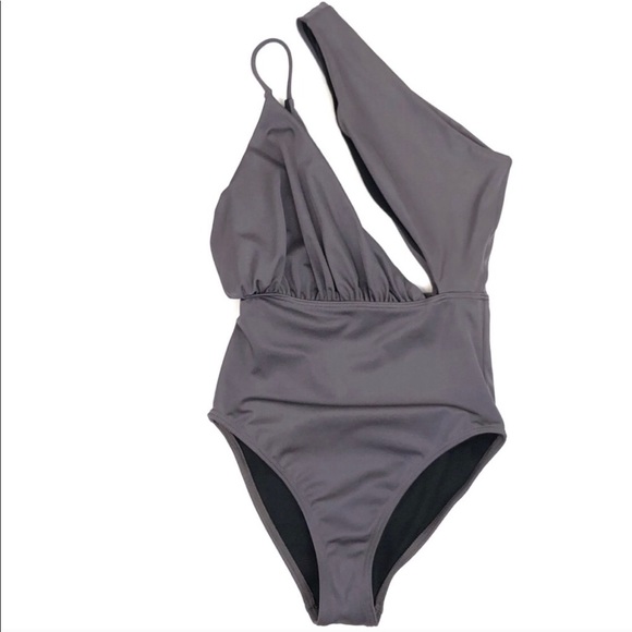 ASOS | Swim | Dark Gray Sexy One Shoulder Full Piece Swim Suit | Poshmark